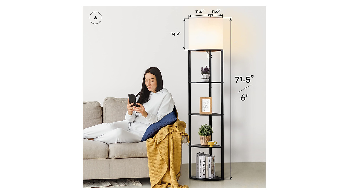 ATAMIN Alvis Edge Floor Lamp with Shelves - Modern & Sturdy Design