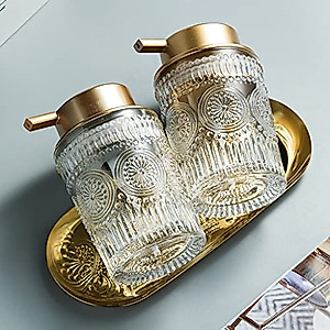 Soap Dispensers 200ml/6.8oz Clear Glass Soap Dispenser Lotion Dispensers Set of 3 with Golden Tray for Bathroom Body Wash Kitchen Hand Soap Lotion Dispenser (Size : One Piece)