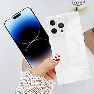 BITOBE Designed for iPhone 14 Pro Max Case Compatible with MagSafe TPU Magnetic Glitter Camera Protection for Women Girls for iPhone 14 Pro Max 6.7"-White