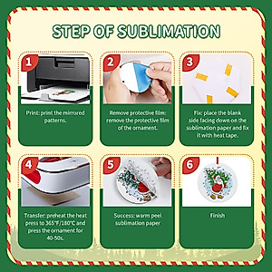 HTVRONT Sublimation Ornament Blanks 26 PCS- 3 Inch Sublimation Christmas Ornament Blanks Double Side with Red String - Personalized MDF Decoration Supplies for Halloween Christmas