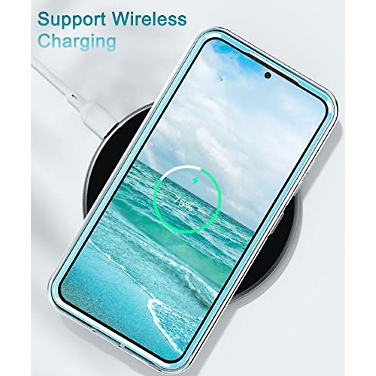 Turquiase for Samsung Galaxy S23 Case with 2pcs Tempered Screen Protector&1pcs Len Camera Protector, Lightweight and Stylish Full Body Shockproof Protective Rugged TPU Case, Blue Marble