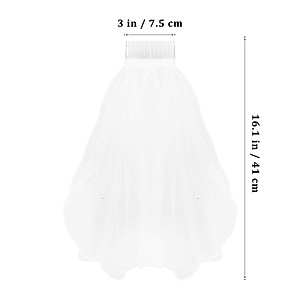 FRCOLOR Bridal Wedding Veil Women's Short Vails with Peals Tulle for Bachelorette Party 39cm/15” Single Tier Veil With Comb Wedding Party Bride Veil
