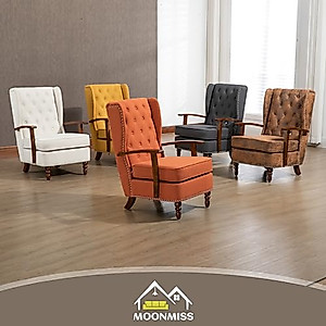 MOONMISS Mid-Century Accent Chair - Velvet Accent Chair with Wood Frame, Comfy Accent Chair with Soft Seat for Living Room, Bedroom, Office, Beige