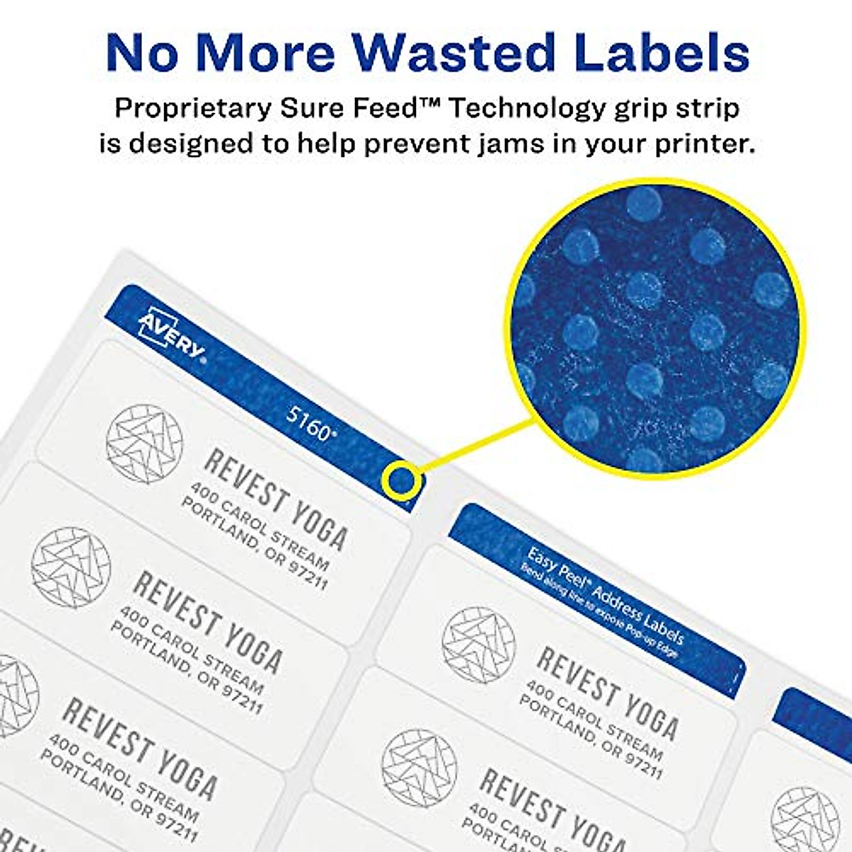 Avery High Visibility Printable Round Labels with Sure Feed, 2.5" Diameter, White, 300 per Pack, 2 Packs, 600 Customizable Blank Labels Total (45294)