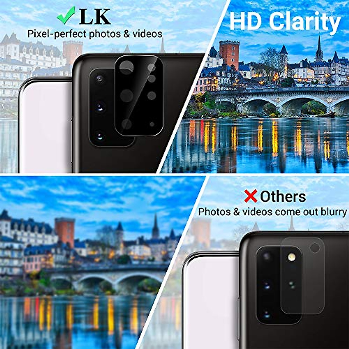 LK 4 Pack 2 Pack Screen Protector + 2 Pack Camera Lens Protector for Samsung Galaxy S20 Plus 6.7-inch, Positioning Tool, In-Display Fingerprint Support, HD Ultra-Thin, Flexible TPU Film
