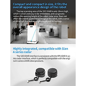Slamtec RPLIDAR S2E Lidar Sensor 2D 360 Degree 30 Meters Scanning Radius LIDAR Scanner with Ethernet UDP Interface for ROS/ROS2 Obstacle Avoidance and Navigation of Robots