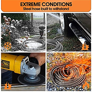 HDKing Garden Hose 50 FT - Flexible Metal Hose with 10 Function Nozzle, Kink Free, Lightweight, Durable, Crush Resistant Fitting, Easy to Coil, Puncture Proof Hose for Yard, Rv, 600 PSI - 2024 Model