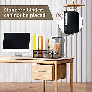 DALTACK Desk Organizers Metal Desk Magazine File Holder with 5 Vertical Compartments Folder Storage for Office Home School Organization, Black