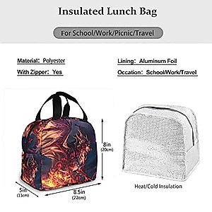 Dragon Reusable Insulated Lunch Bag Cooler Tote Box with Front Pocket Zipper Closure for Woman Man Work Picnic or Travel