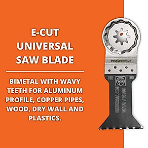 Fein StarLock Plus E-Cut Universal Oscillating Saw Blade - Medium, Waisted 1-3/4" Width for Wood, Drywall, Plastics - Fits Most Multitools - 10-Pack - 63502152290