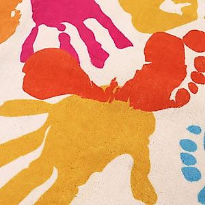 STARUIA Handprints and Footprints Large Kids Rug 5'x7', Washable Colorful Area Rug for Nursery Room, Non-Slip Play Mat Ultra Soft Indoor Carpet for Bedroom Playroom Classroom