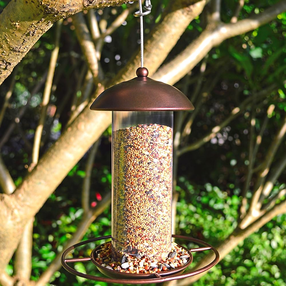 Yardia 2 Pack Metal Wide Bird Feeders - Hanging Outdoor Bird Feeder with 1.6lbs Capacity, Strong Wire Lanyard for Garden Yard Decoration