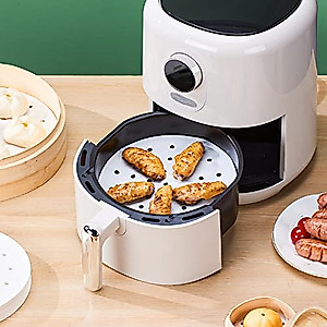 PARACITY 100pcs Air Fryer Parchment Paper Liners, 10in Parchment Paper Sheets, Steamer Liner with Double Layer Vegetable Silicone Oil Design, Non-Stick, Waterproof, Heat Resistant 446℉, Oven,Microwave