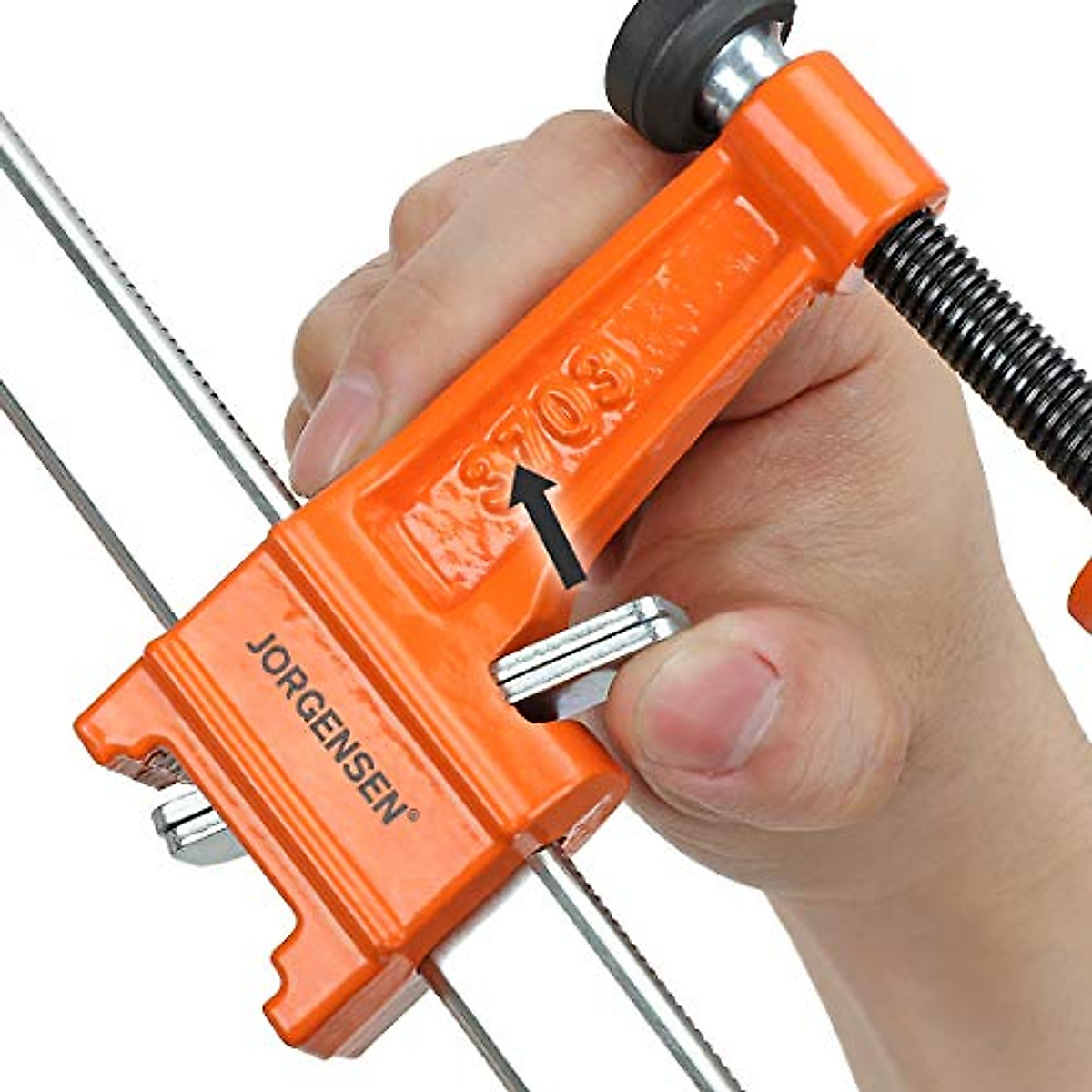 JORGENSEN 2-pack Steel Bar Clamps Set, 12-inch Medium Duty, 600 Lbs Load Limit, for Woodworking