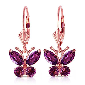 Galaxy Gold GG 14k Rose Gold Amethyst Butterfly Earrings