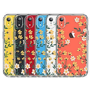 GYZYA for iPhone XR Case Clear with Floral Design, Cute Protective Slim TPU Bumper + Shockproof Non Yellowing Back Cover for Women and Girls (Little Flowers/Yellow)
