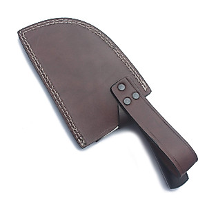 GCS Hand forged Full Tang Knife Meat Cleaver Butcher Knife Vegetable Cleaver Chef Knife High Carbon D2 Tool Steel Sharp Cleaver Knife with Leather Sheath GCS 301