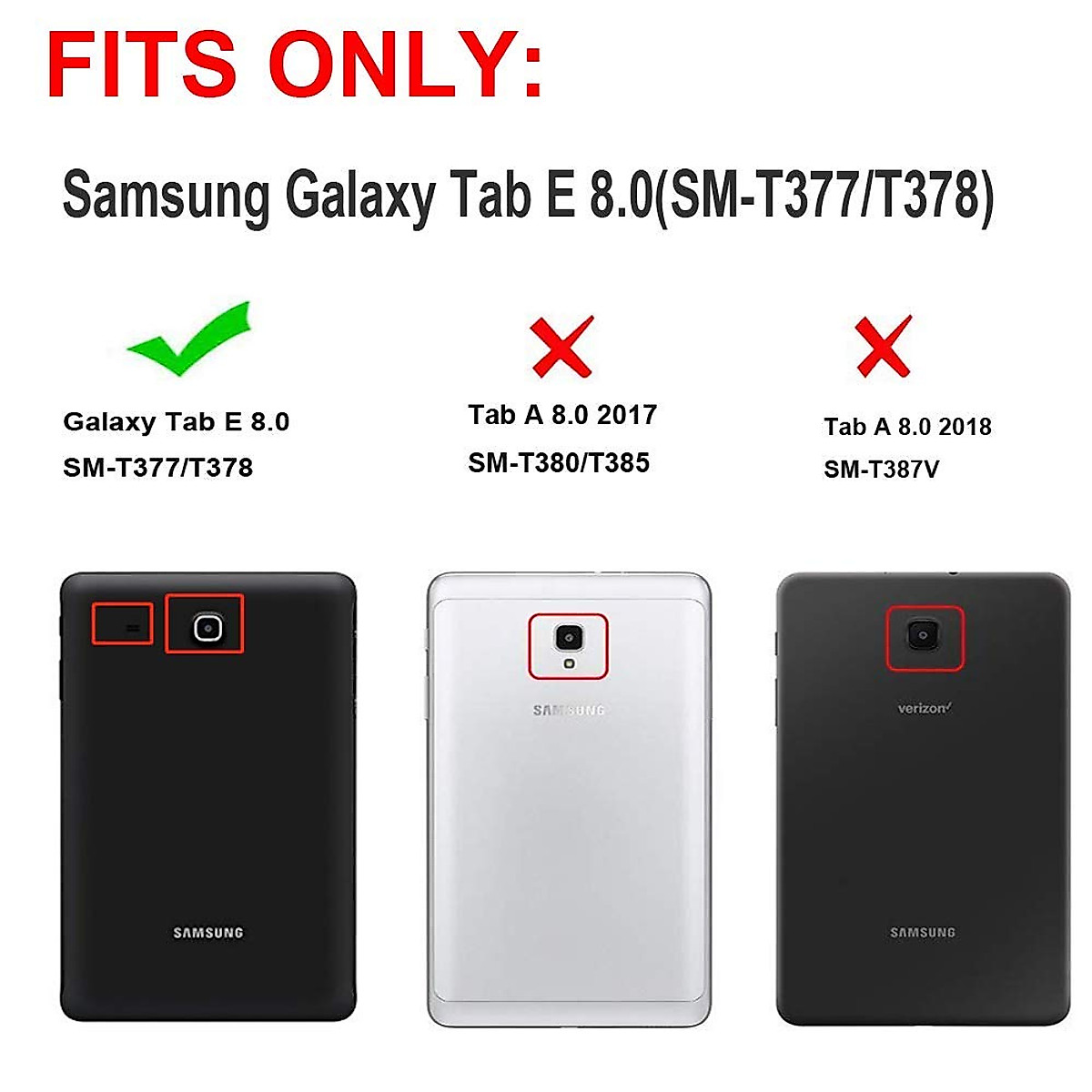 TIMISAM Samsung Galaxy Tab E 8.0 Case, Heavy Duty Hybrid Shockproof Protection Cover Built with Kickstand and Hand Strap for Samsung Galaxy Tab E 32GB SM-T378/Tab E 8.0 Inch SM-377 Tablet (Black)