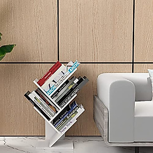 HUAWIND Small Bookshelf Tree Bookshelf,Desktop Book Organizer,5-Tier Floor Standing Bookcase,Can Place Books,Magazines and CDs (Black)