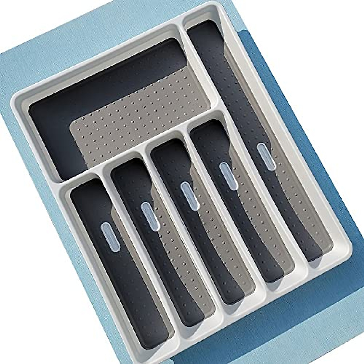 Drawer Organizer Cutlery Tray Silverware Utensil Storage 6 Sections for Kitchen Office Dinning Room