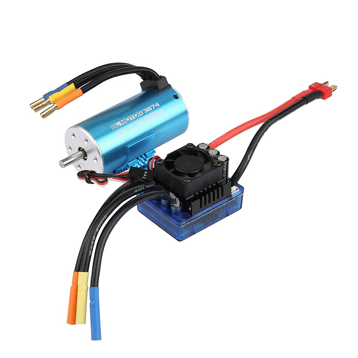 Drfeify RC Waterproof Motor, 4 Pole 12 Slot 3674 2250/2650KV Brushless Motor for RC Off-Road Car(2650KV Motor + 120A ESC + Heatsink)