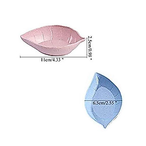 Aeyistry 4 Pcs Leaf Shape Sauce Dish,Small Dipping Bowls Appetizer Plates Wheat Straw Soy Sauce Dishes Multicolor Plastic Saucers Bowl Dinnerware Set for Vinegar/Salad Soy Sauce/Wasabi/Chili Oil