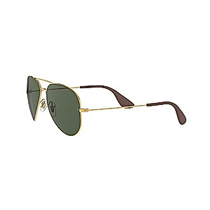 Ray-Ban RB3558 Aviator Sunglasses, Gold/Dark Green, 58 mm