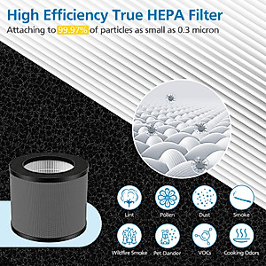 TT-AP006 Replacement Filter Compatible with TaoTronics TT-AP006, 3-in-1 H13 True HEPA Filter and High-Efficiency Activated Carbon Filter, 2-Pack TT-AP006 Filters