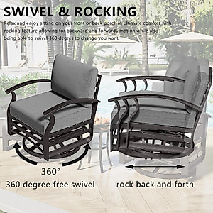 ASJMR Patio Furniture Set 5-Piece Aluminum armrest Sofa, Modern Outdoor Living Room Set with 55000 BTU Propane Aluminum Fireplace, Outdoor Rotary Joystick with Thick Cushion