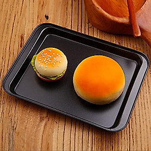 EALEK Small Baking Sheet 2 Pack 9.5 x 7 Inch, FDA Nonstick Toaster Oven Tray, Dark Grey, Small Cookie Sheet for 1 or 2 Person