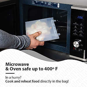 Luumi Unplastic Bag - Resuable 100% Platinum Silicone Collapsible Food Storage Bags for Lunch and Snacks - Microwave, Oven, Freezer and Dishwasher Safe (Clear)