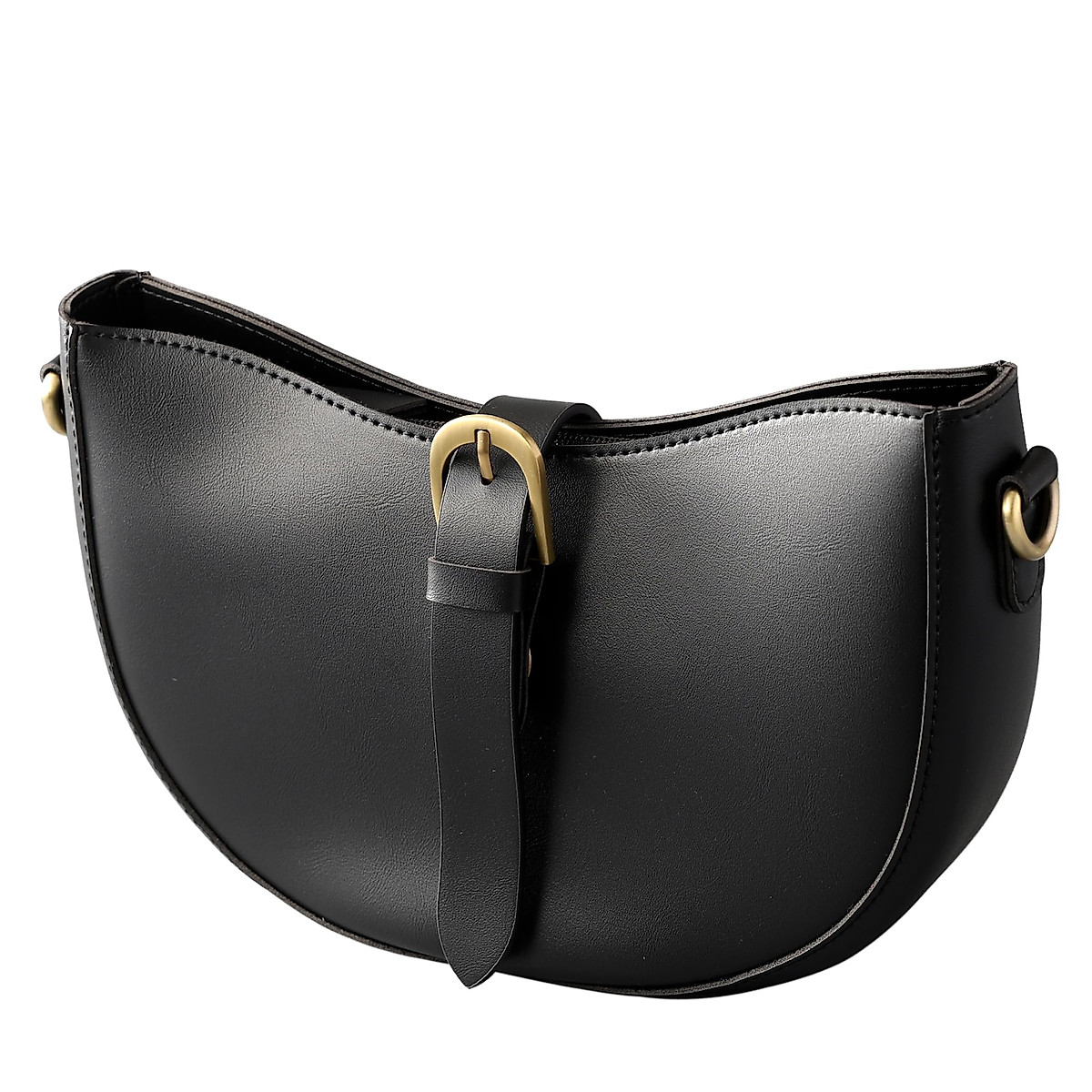Vegan Leather Vintage Shoulder Bag For Women (Black)
