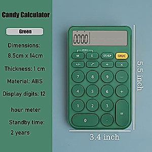 VEWINGL Standard Calculator 12 Digit,with Timers and Alarm Clock,Calculator with Large LCD Display for Office,School,Home & Business Use,Automatic Sleep,with Battery(Green)