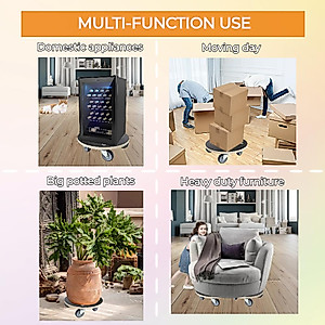 15-Inch Round Wood Platform Dolly with TPR Silent 3" Wheel, 551-lb Load Capacity Heavy Duty Wood Furniture Dolly, Multifunctional Movers Carrier,Plant Dolly, One Pack