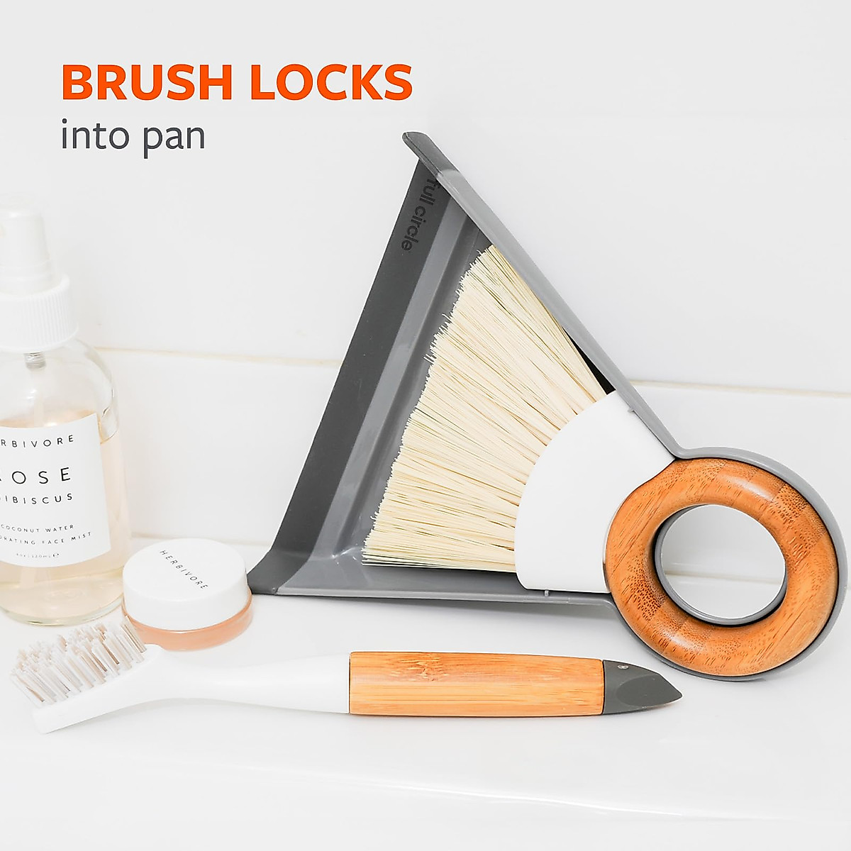 Full Circle and Brush Set, White Tiny Team Mini Dustpan