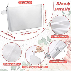 40 Pcs Blank Canvas Bag Sublimation Cosmetic Canvas Pouch (5 x 10 x 1.8 Inches)