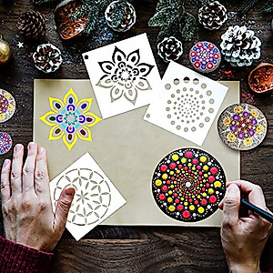 56 Pack Mandala Dot Painting Templates Stencils Perfect for DIY Rock Painting Art Projects (3.6x3.6 inch)