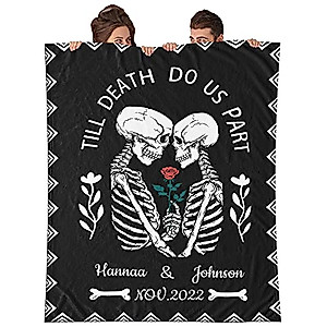 Youltar Boyfriend Gifts Gothic Skeleton Blanket Personalized Christmas Couple Gifts for Him, Unique Birthday Anniversary Wedding Gifts for Boyfriend Girlfriend I Love You Gift Blanket for Couples