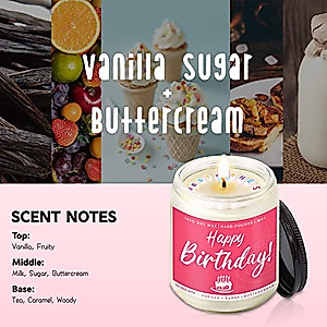 Happy Birthday Gifts for Women | Unique Gift for Best Friend | Soy Vanilla Sugar and Buttercream Candles Gift idea for Her Sister Mom Coworker Classmate Bestie Present 7 oz