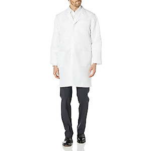 VOGRYE Professional Lab Coat for Men Women Long Sleeve, White, Unisex M