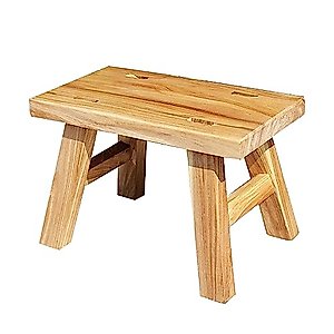 CozyHaus 8Inch Solid Wooden Step Stool,Small Footstool for Kids & Adults Small Bench Plant Stand Fishing Stool, Perfect for High Beds, Kitchen, Bathroom, Closet, Fishing (Yellow)