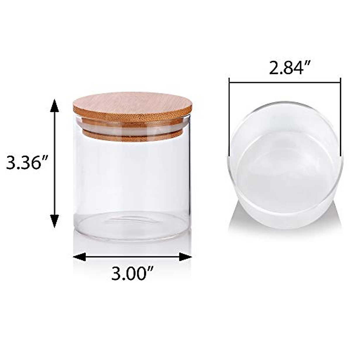 JUVITUS 8 oz Clear Glass Borosilicate Jar with Bamboo Silicone Sealed Lid (6 Pack)