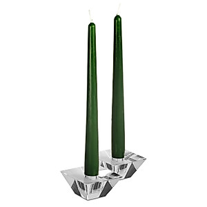 Hyoola 12 Pack Tall Taper Candles - 12 Inch Hunter Green Dripless, Unscented Dinner Candle - Paraffin Wax with Cotton Wicks - 10 Hour Burn Time