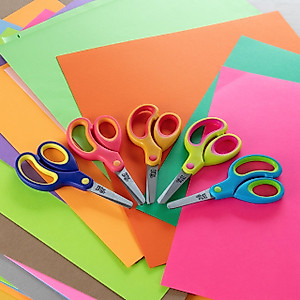 Idiy Kid's Scissors Class Value pack Value (25pc) - 5" Soft Grip Blunt Tip Safety Easy Cut Scissors-Elementary Projects, Summer Camps, Class Arts & Crafts Back to School Supplies for Children, Teacher