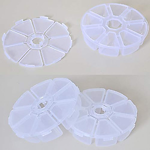 AKOAK 1 Pack Round 8-Compartment Storage Box, Easy to Carry, for Storing Earrings, Rings, Beads, Rhinestones, Pills and More (White)