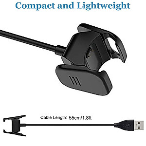 Threeeggs Compatible with Fitbit Charge 4 Charger, Replacement USB Charging Cable Cord for Charge 4 / Charge 3 Smartwatch 55cm/1.8ft (2)