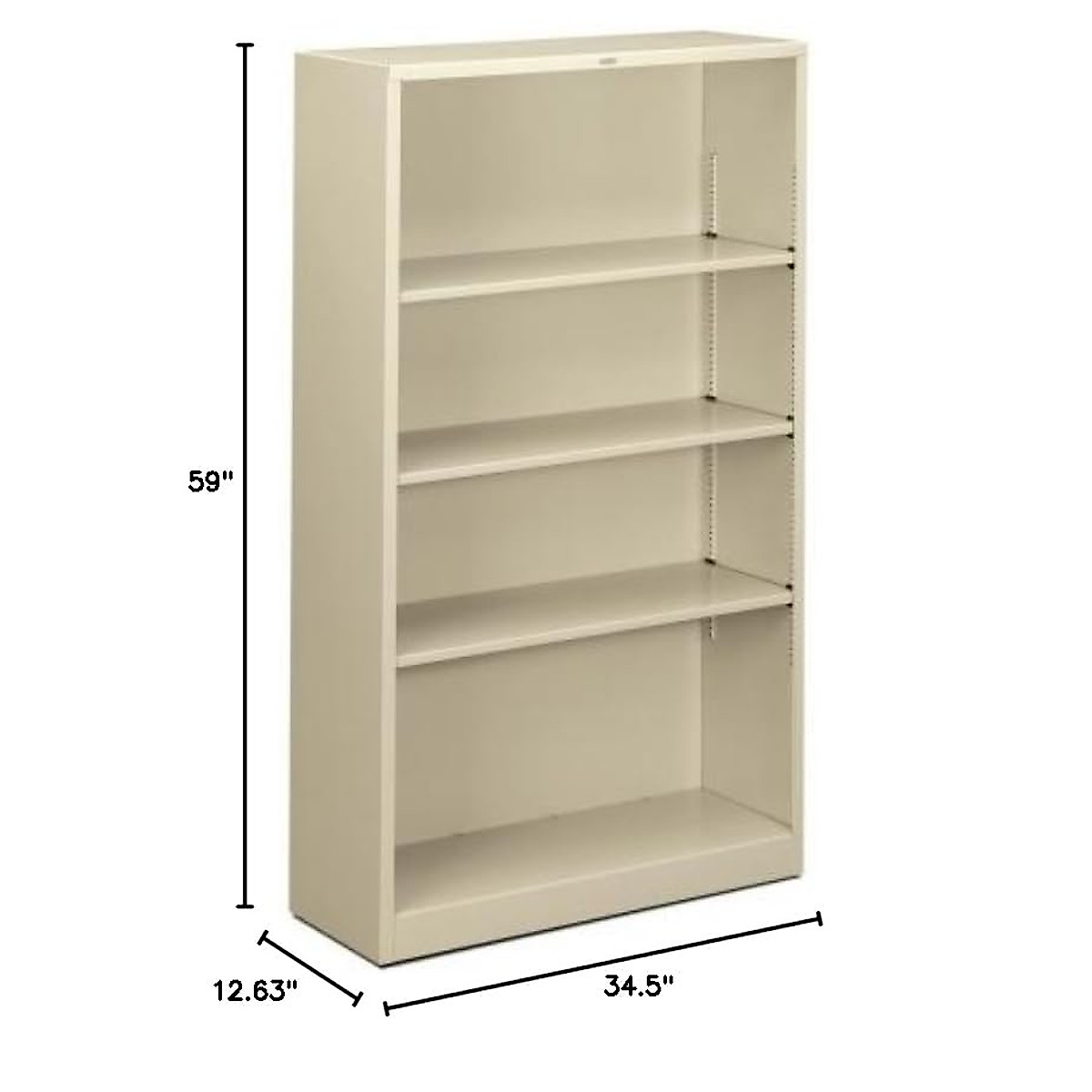 HON Steel Bookcases-4 Shelf Metal Bookcase, 34-1/2"Wx12-5/8"Dx59"H, Putty