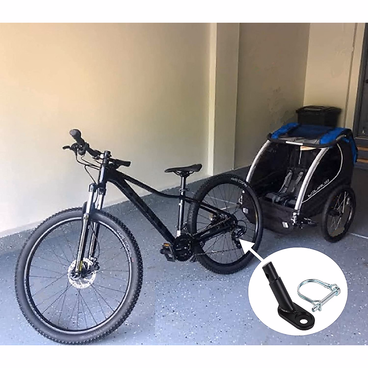 LAJIAOZ 2Pcs Black Bike Trailer Coupler/Hitch Connector/Cycling Adapter Accessories,Bicycle Trailer Hitch Connector Attachment for Child,Cargo,Pet Bike Trailers