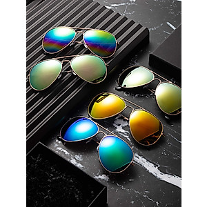 10 Pieces Classic Mirrored Flat Lens Sunglasses Lens Metal Frame Sunglasses for Men Women