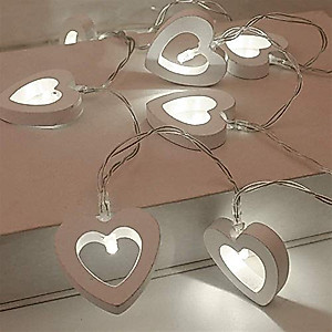 ZSMPY Fairy Lights Wooden Heart Fairy Light Battery Power Supply Decorative 10 LED String Lights for Christmas Tree Xmas Party Wedding Events Indoor Garden Home Festival Birthday Halloween Decoration